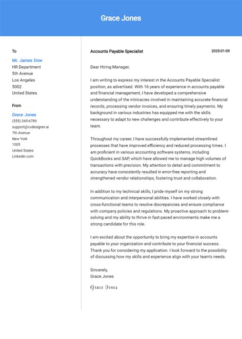 16 Accounts Payable Specialist Cover Letter Examples For 2024