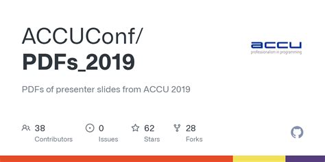 Github Accuconfpdfs2019 Pdfs Of Presenter Slides From Accu 2019