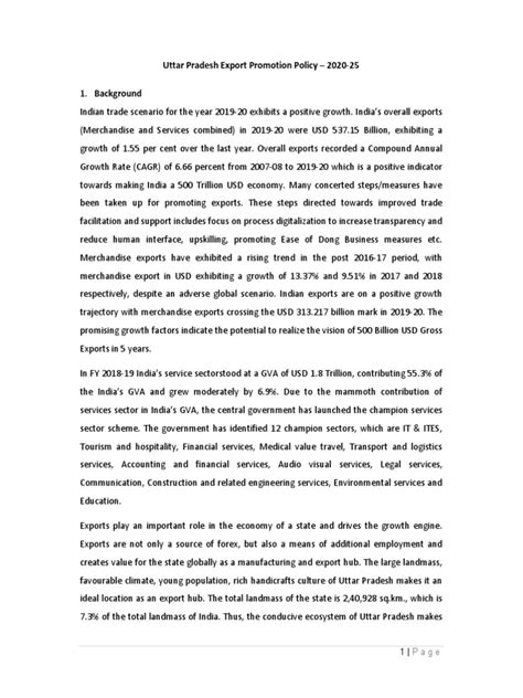 Promoting Exports From Uttar Pradesh Uttar Pradesh Export Promotion