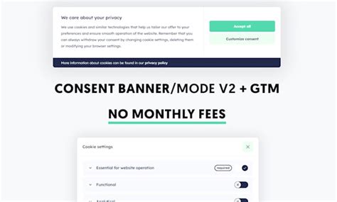 Implement Consent Banner And Consent Mode V2 With Gtm No Monthly Fees