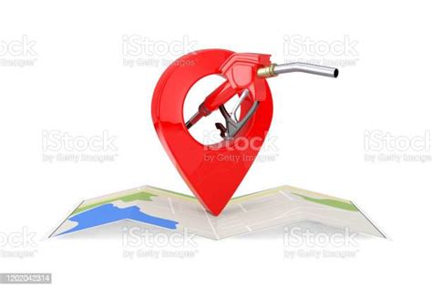 가솔린 권총 펌프 연료 노즐 접힌 추상 탐색지도 및지도 포인터 핀 주유소 디스펜서 3d 렌더링 지도에 대한 스톡 사진 및 기타 이미지 Istock