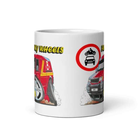 Royal Mail Ldv Red Postie Van Kartoons Funky Wheels White Glossy Mug Pink Bubblegum Ts