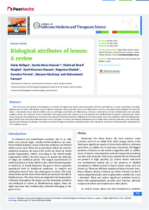 Pdf Biological Attributes Of Lemon A Review