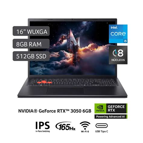 Laptop Gamer Acer Nitro Lite Nl16 71g 52k7 Intel Core I5 Rtx 3050 8gb Ram 512gb Ssd 16”