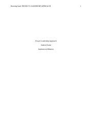 Project Leadership Approach Q Docx Running Head PROJECT LEADERSHIP APPROACH Project