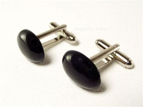 Black Cufflinks Mens Black Agate Cufflinks Etsy Cufflinks Black