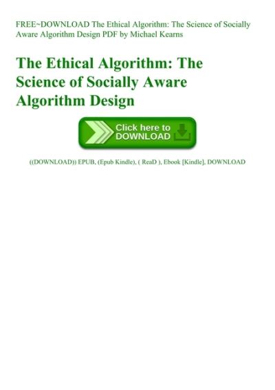Free~download The Ethical Algorithm The Science Of Socially Aware
