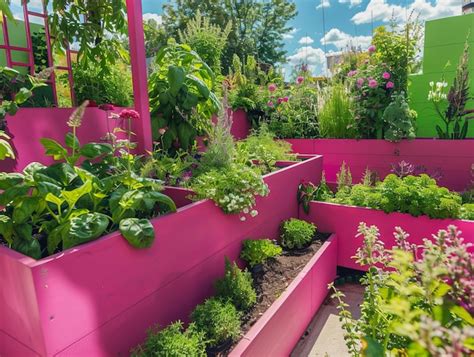 Premium Photo Pink Paradise A Chic Herb And Vegetable Garden Design
