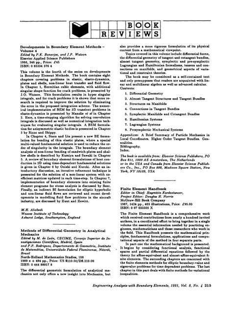 R Ev Book I Eiws Pdf Finite Element Method Geometry