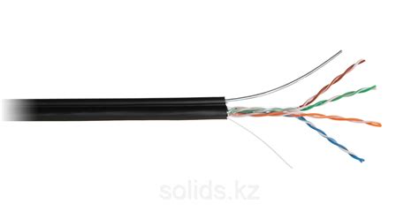Кабель Utp 4 пары Кат 5e одножильный медный внешний Pe до 40c с тросом черный 305м купить