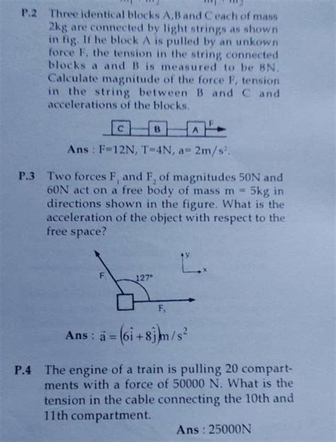 p 2 three identical blocks a b and c each of mass 2 kg are connected by l