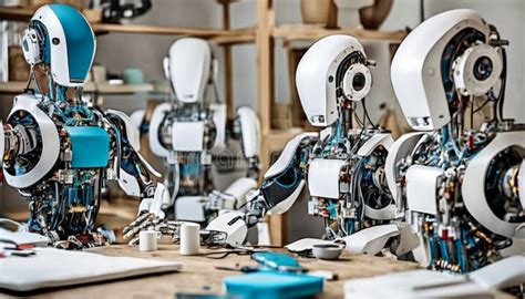 Futuristic Humanoid Robots Demonstrating Advanced Artificial