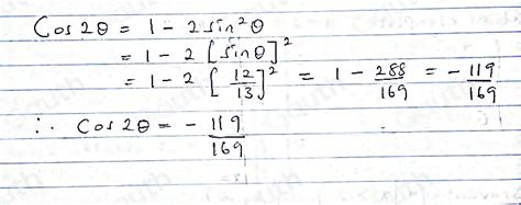 Solved Double Angle Formu Find The Value Of Cos 2θ Sin 2a 2sin Acos