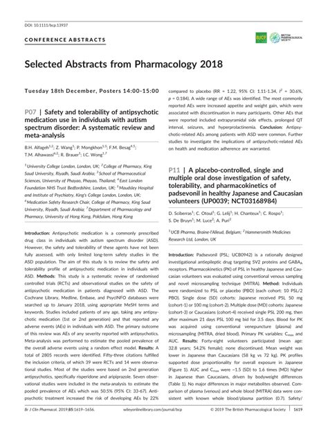 Pdf Selected Abstracts From Pharmacology 2018