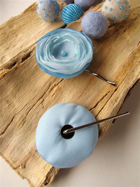 Bobby Pins With Fabric Flowers Handmade Fabric Flowers Sheer Etsy