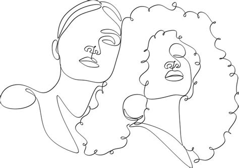 Desenho Contínuo De Duas Lésbicas Se Beijando No Dia Dos Namorados