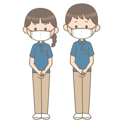 マスクをつけているスタッフ（男性、女性）のイラスト🎨【フリー素材】｜看護roo カンゴルー