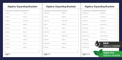 Algebra Expanding Brackets Differentiated Activity Sheet