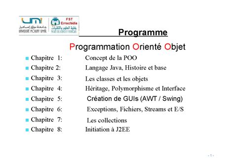 Cours Java Chapitre 1 Introduction à La Programmation Orientée Objet
