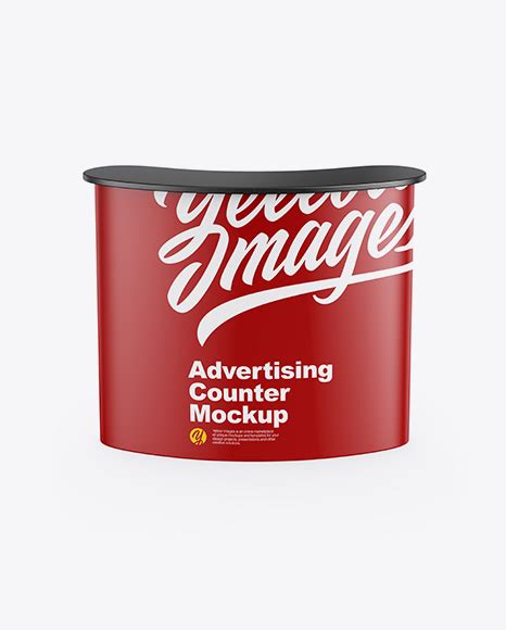 Matte Advertising Counter Mockup Front View High Angle Shot Free