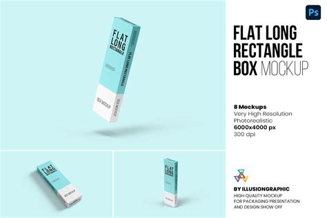 Flat Long Rectangle Box Mockup 8 Views Graphic By