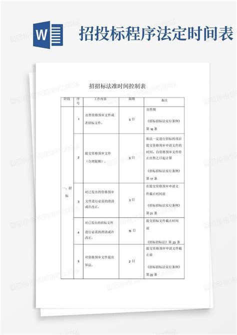 招投标程序法定时间表word模板下载编号leazzokw熊猫办公