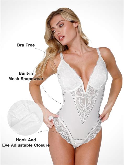 Shapewear Full Coverage Plunging Lace Slimming Bodysuit Popilush®