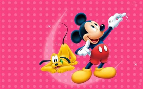 Обои Микки Маус / Mickey Mouse и пес Плуто / Pluto на розовом фоне на ...