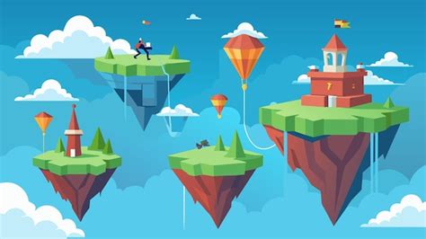 Premium Vector | The floating islands of skytopia offer an exhilarating ...