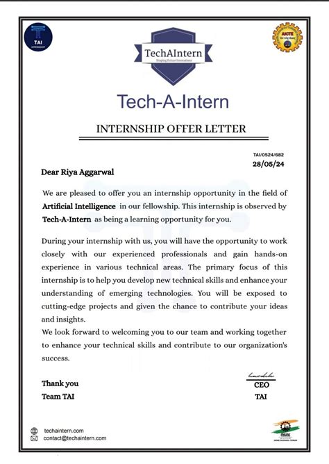 Riya Aggarwal On Linkedin Ai Internship Techai Learningjourney