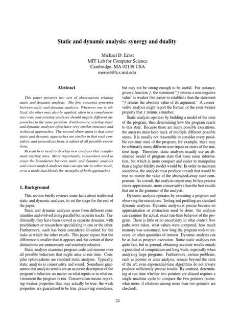 static and dynamic analysis synergy and duality pdf program