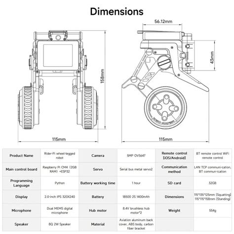 Yahboon Rider Pi Two Wheel Legged Robotraspberry Pi Cm4 Core Module Robotshop