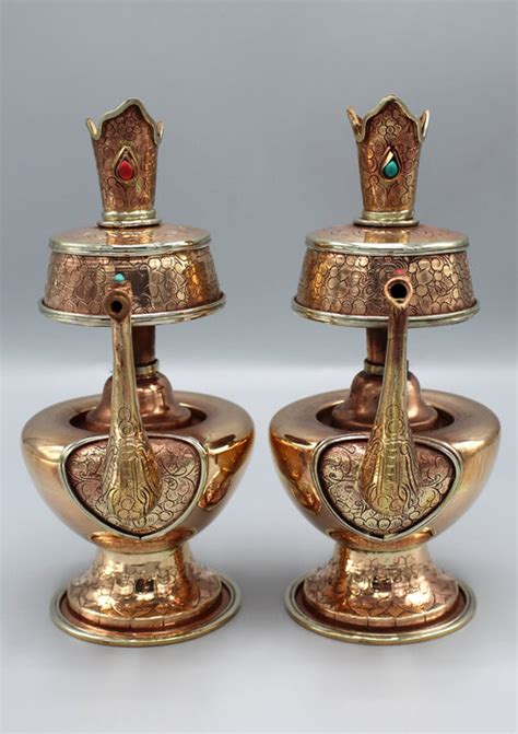 Tibetan Buddhist Ritual Copper Vase Bhumpa Set