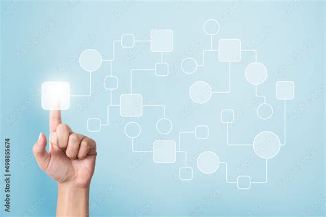 Business Process And Workflow Automation With Flowchart Hand Pointing