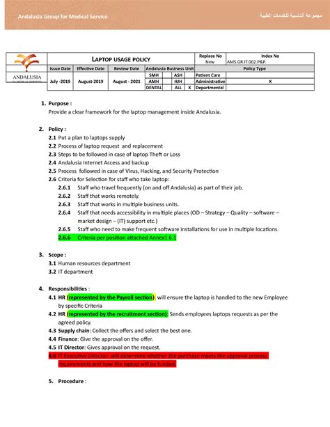 Laptop20 Usage20 Policy Index No Amsgrit002andp Replace No Laptop