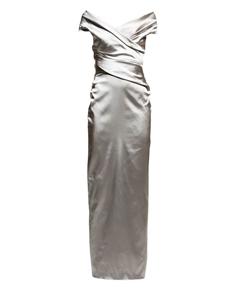 Talbot Runhof Stretch Satin Off The Shoulder Gown Neiman Marcus