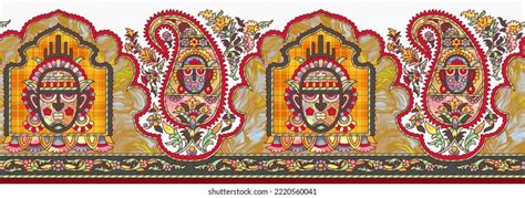 Traditional Mughal Border Design Printing Stock Illustration 2220560041