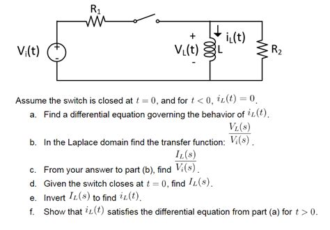 Solved R L T L VL T R V T Assume The Switch Is Closed Chegg Com