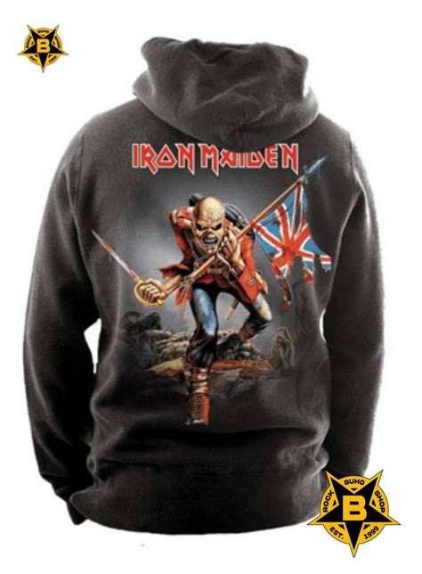 Iron Maiden Polera Trooper Con Capucha Y Canguro Buho Rock Shop