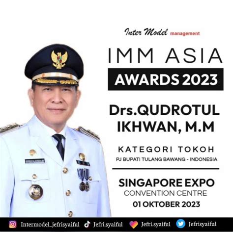 Pj Bupati Tulang Bawang Drs Qudrotul Ikhwan MM Raih Penghargaan The