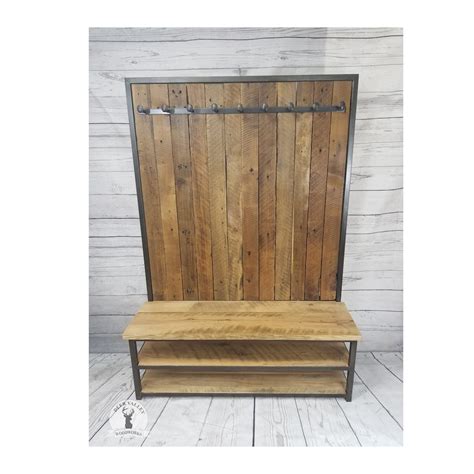 54 Reclaimed Barnwood Hall Tree Entry Shoe Bench Entryway Furniture