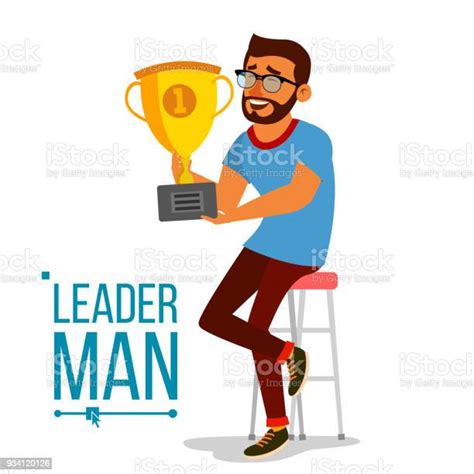 달성 개념 벡터입니다 상자를 들고 사업 지도자 골든 컵 목표 달성 성취 최고의 노동자 성취입니다 현대 사무실 직원입니다 플랫 만화 일러스트 레이 션 개념에 대한 스톡 벡터