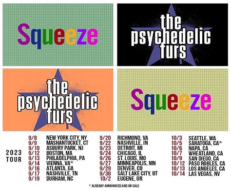 Squeeze Psychedelic Furs Announce Co Headlining Tour BV Presale For
