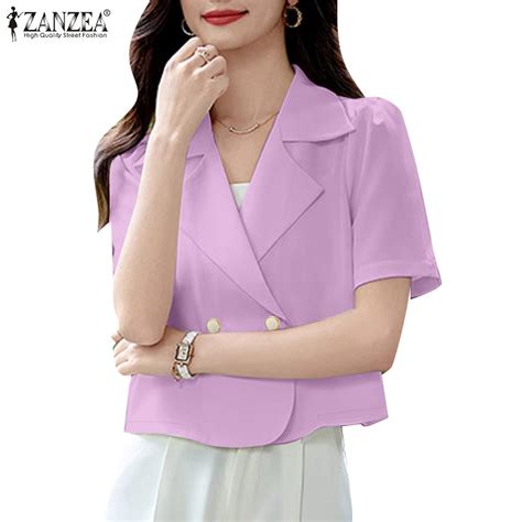 Zanzea Women Korean Fashion Button Solid Color Turn Down Collar Blazer