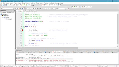 Solved Below Is A C Date Class Being Run On Code Blocks Chegg