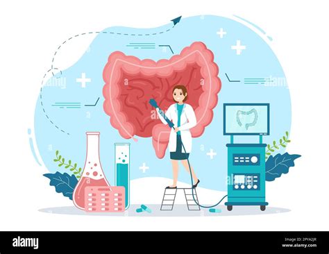 Proktologe Oder Koloskopie Illustration Mit Einem Arzt Untersucht Den Dickdarm Und Sch Dliche