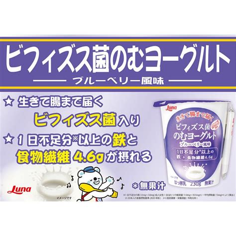 冷蔵 日本ルナ ビフィズス菌のむヨーグルト ブルーベリー風味 230g×3本 7114367 0003smile Spoon 通販