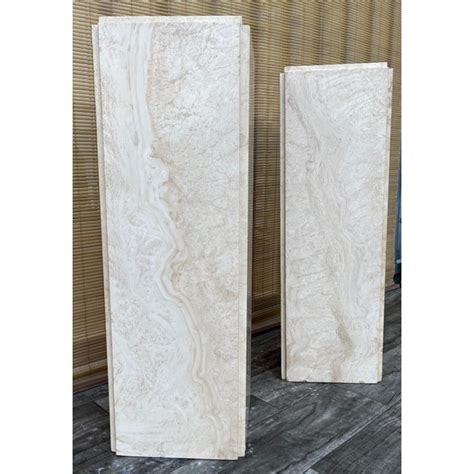 A Pair Of Postmodern Travertine Pedestals Circa 1980s Chairish