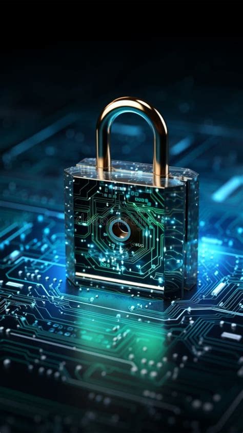 Technology Assurance Lock Icon Symbolizes Cyber Security And Data Protection Stock Illustration