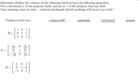 Solved Determine Whether The Columns Of The Following